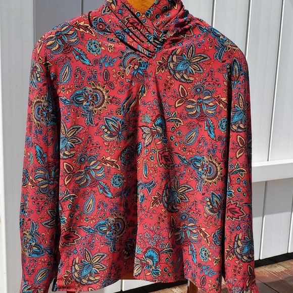 Stuart Lang | Tops | Vintage 8s Stuart Lang Red Floral Print Blouse ...